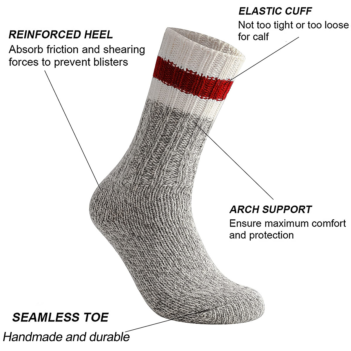 GLENMEARL 2 Pairs Merino Wool Hiking Trekking Winter Thick Warm Boot Crew Socks for Winter,Women,Men,Kids(Red and Pink 8-11)