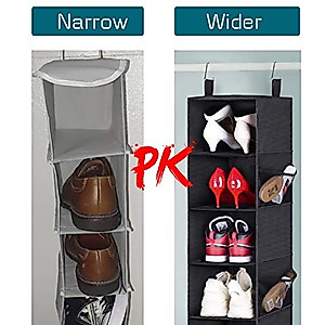 AOODA 8-Shelf Hanging Shoe Rack for Closet Organizer with 8 Mesh Side Pockets Wide Hanging Shoe Storage Holder For Hat, Clothes, Handbag, Black