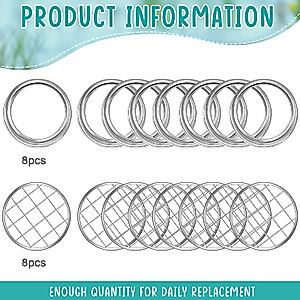 Mason Flower Jar Insert Lid Metal Flower Lid Insert Mason Grid Flower Organizer Lid Insert for Regular Mouth Mason Canning Jars (8 Sets)