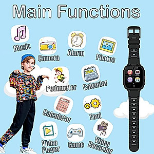 Smart Game Watch for Boys Girls - Kids Smart Watch with 14 Puzzle Games 1.54" HD Touch Screen Music Player Dual Camera 12/24 hr Pedometer Flashlight Birthday for Girls Kids