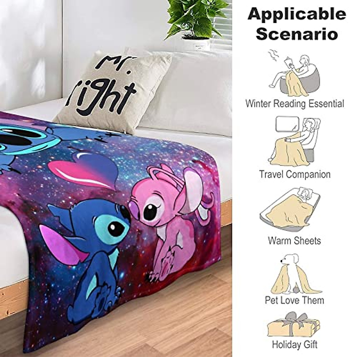 Cartoon Blanket Super Soft Flannel Throw Blanket Warm Comfortable Blanket Gifts for Kids Adults All Season 50"x40"