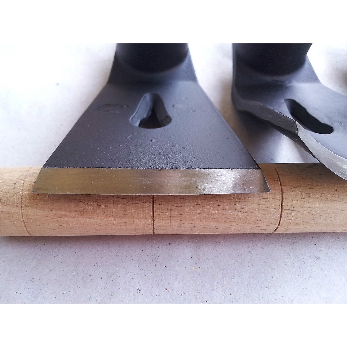 Set of Three Wood Carving Bowl Adze Tools - Straight - Big - Small Curved Adze