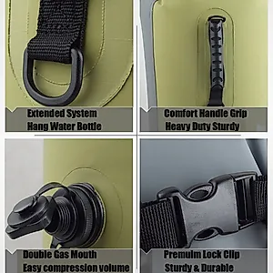 LUCKSTONE Inflatable Waterproof Floating Dry Bag Rucksack Outdoor 25L/35L/60L Inflatable Snorkeling Dry Bag Backpack PVC Dry Sack for Boating, Kayaking, Rafting, Drifting, Canoeing (Green, 60L)