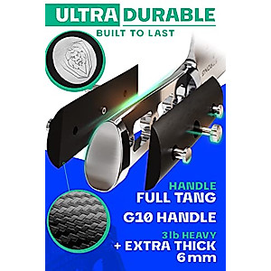 Dalstrong Obliterator Meat Cleaver - 9 inch - Gladiator Series R - Wood Stand and Sheath - Razor Sharp Massive Heavy Duty - 3lbs 6mm Thickness - 7CR17MOV Steel Kitchen - G10 Handle - NSF Certified