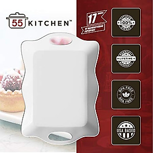 Premium Food Serving Trays (Set of 3) by 55Kitchen Stackable BPA-Free Plastic Tray Set - Dishwasher Safe Plastic Trays For Use At Home, Parties and Events - Acrylic Tray Set