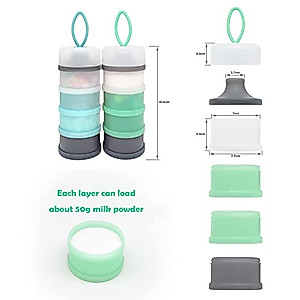 LADISO Baby Formula Dispenser, Formula Container, Portable Milk Powder Dispenser Container, Baby Feeding Travel Storage Container, Non-Spill Stackable Baby Snack Storage Container, BPA Free, 2 Packs