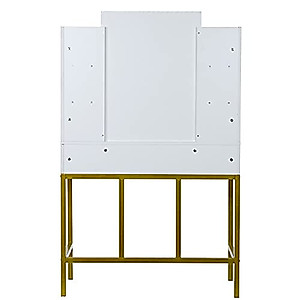WYKDD Dresser with Stool Set with Frame 2 Drawers Steel Frame Makeup Table Bedroom Makeup Dresser