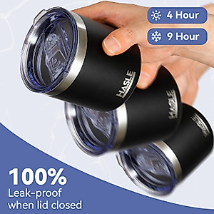 HASLE OUTFITTERS 10oz Insulated Tumblers with Lid and Straw,Stainless Steel Tumbler Travel Coffee Mug,Double Wall Reusable Tumbler Cup for Iced and Hot Drinks(Black,1 Pack