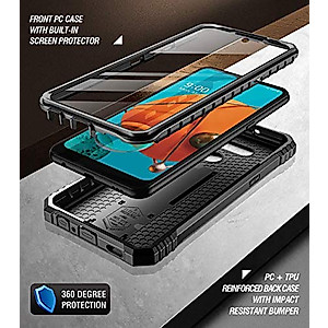 Poetic Revolution Series for LG K51 Case, LG Reflect Case, LG Q51 Case, Full-Body Rugged Dual-Layer Shockproof Protective Cover with Kickstand and Built-in-Screen Protector, Black