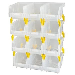 AERCANA Plastic Stackable Storage Bins Garage storage bins Clear Storage Bin With Labels(Clear,7-4/5"X 5-1/3"X 4-1/3")