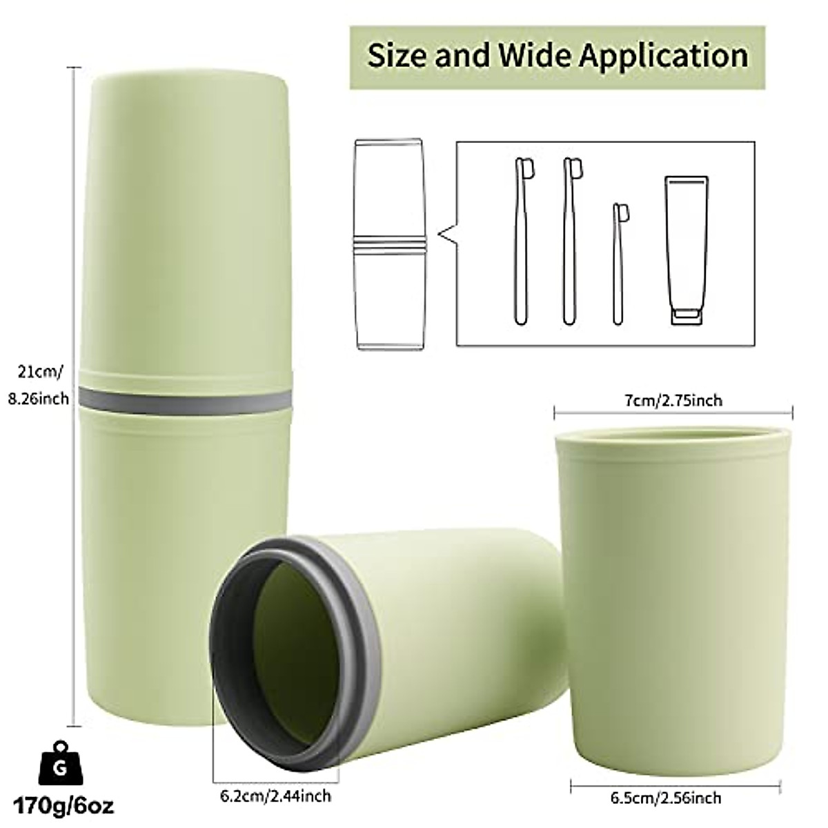 Suruid Toothbrush Case Multifunctional Toothbrush Storage Box Portable Travel Wash Cup Toothbrush Cup Wall Mounted Toothbrush Holder for Bathroom, Useful for Travel, Camping, Business, School - Green