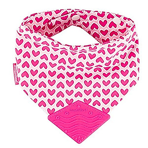BooginHead Cotton Baby Bandana Teething Bib 2-Pack, Pink Hearts