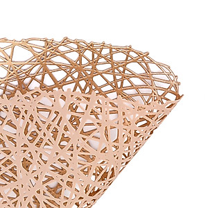 TABLECLOTHSFACTORY 6 Pack | 15" Rose Gold Round Woven Vinyl Placemats | Non Slip Dining Table Placemats for Wedding Events Birthday Party