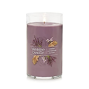 Yankee Candle Dried Lavender & Oak​ Signature Medium Pillar Candle, 14.25oz