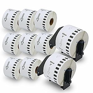 BETCKEY - Compatible Continuous Labels Replacement for Brother DK-2223 (1.9 in x 100 ft), Use with Brother QL Label Printers [10 Rolls + 2 Reusable Cartridges]