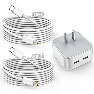 10FT iPhone Charger Fast Charging,40W USB C Fast Charger iPhone[Apple MFI Certified]2Pack 10foot TypeC to Lightning Cable Dual Port Apple Fast Charger Power Adapter for iPhone14/13/12/11/XS/XR/SE/iPad