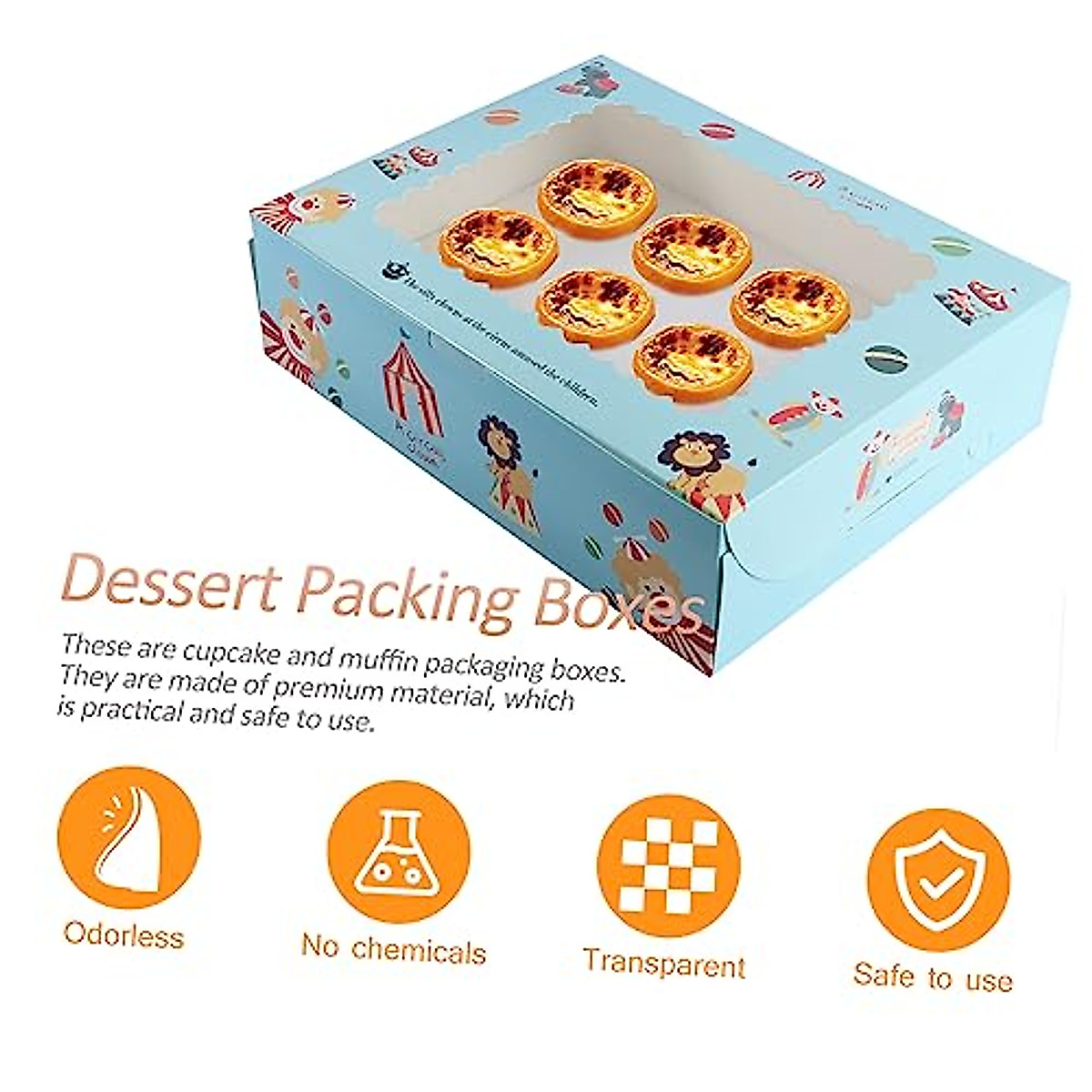 OKUMEYR 6pcs 12 Boxes Cake Box Mini Muffins Disposable Cake Stand Mini Cake Containers Cupcake Carrier Box Moon Cake Box Clear Dome Box Food Grade Cardboard Cupcake Packing Boxes Cake Roll