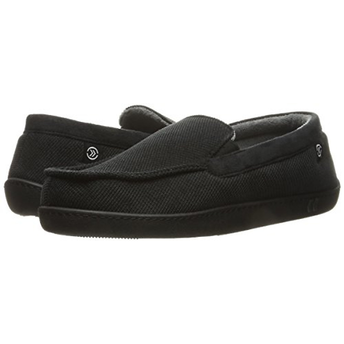 Isotoner Mens Diamond Corduroy Indoor/Outdoor Slipper With Memory Foam Moccasin, Black, 13-14 US