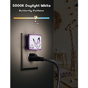 LOHAS Butterfly Night Light for Kids [2-Pack], Girls LED Wall Decor, Plug into Wall Lights, Dusk-to-Dawn Sensor, Cute Nursery Plug in Nightlight, for Kids Room, Bathroom, Bedroom Décor, Children Gift