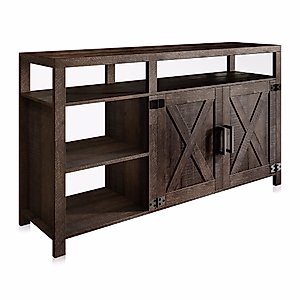 BELLEZE 58" TV Stand for TVs Up to 65", Modern Entertainment Center & TV Cabinet with Storage Shelves and Cabinet, Wood Storage Cabinet Media Console Table for Living Room Bedroom, Espresso