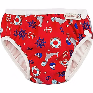Imse Vimse Reusable Baby Swim Diapers for Boys (Red Marine, XL 24-31 lbs)
