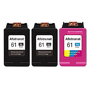 Afotrunat 61XL Ink Cartridges Combo Pack for HP 61 61XL for HP Envy 4500 4502 5530 5534 Deskjet 3050A 1000 1010 1512 3054 Officejet 1051 4630 4635 Printer (2 Black, 1 Tri-Color)
