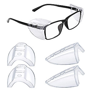 Eye Glasses Side Shields, Flexible Slip on Side Shields for Prescription Glasses Fits Small to Medium Eyeglasses (Clear-2)