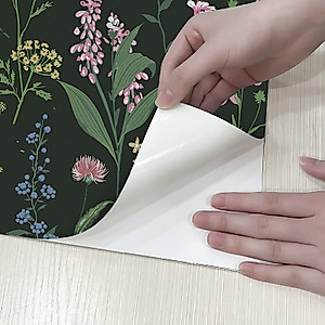 Rose Floral Drawer Liner Peel and Stick Contact Paper self Adhesive Wallpaper Removable Vinyl Decorative Shelf Drawer Liner 118 inch x17.4inch (Dark Green Floral, 118 inch x 17.4 inch)