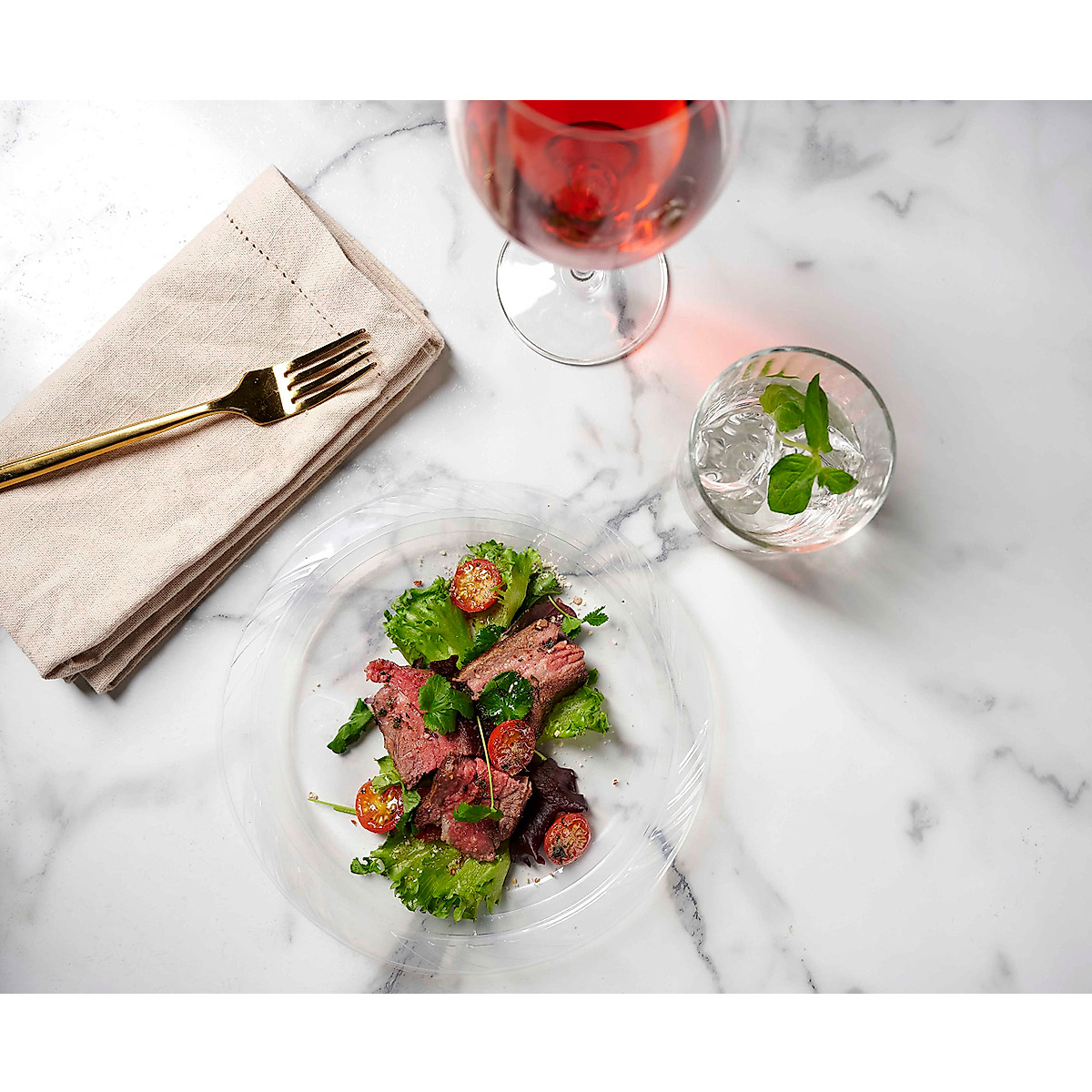 Munfix 6 Inch Clear Plastic Plates 200 Bulk Pack - Disposable Plates for Dessert & Appetizers BBQ Party Dinner Travel and Events, Microwavable Recyclable