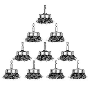 Rocaris 10 Pack Wire Cup Brush with 1/4-Inch Hex Shank, 2 Inch Wire Drill Brush Set for Removal of Rust/Corrosion/Paint