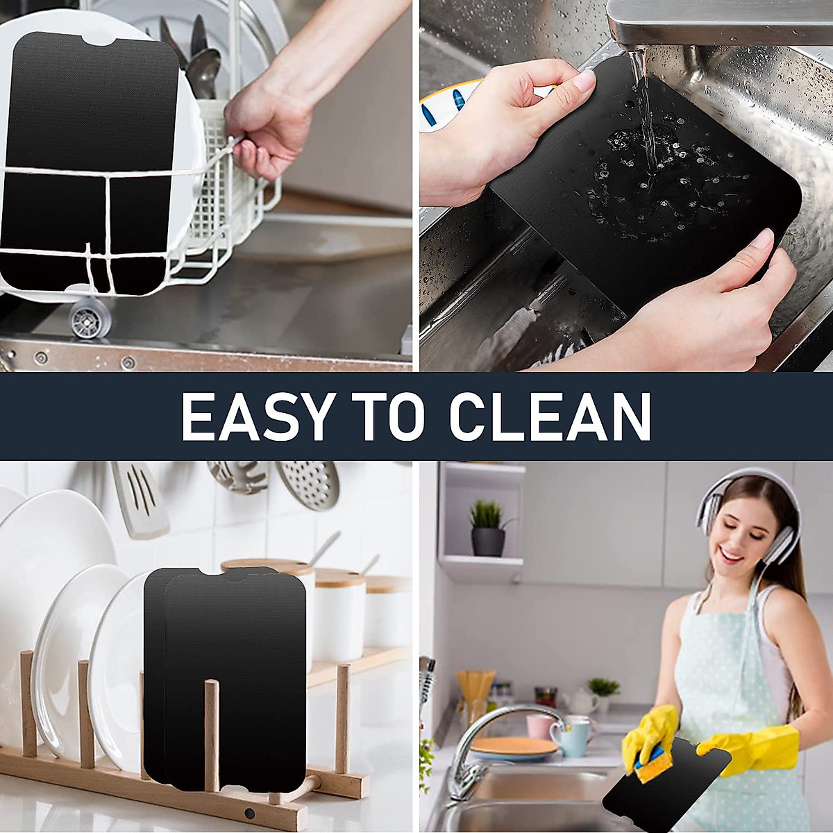 Air Fryer Liners, Reusable Air Fryer Mats 4 Pack, Premium Air Fryer Accessories, Non Stick, Easy Clean - 7.6 X 11.67" Square