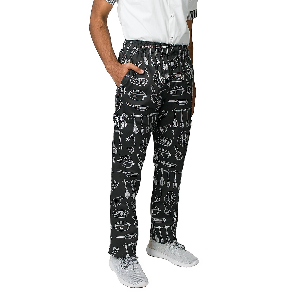 Chef Code Modern Fit Unisex Cargo Chef Pants, Elastic Waist CC220 (US, Alpha, 3X-Large, Regular, Regular, Pots & Pans)
