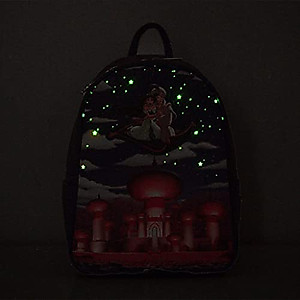 Loungefly Disney Glow in the Dark Aladdin and Jasmine Magic Carpet Ride Backpack