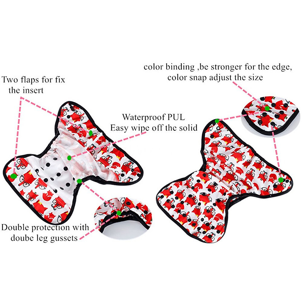 simfamily One Size Fit All Baby Reusable Waterproof Diaper Nappy Cover Double Gussets