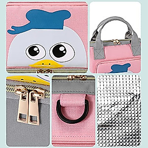 HomDSim Breastmilk Bottles Cooler Bag with Ice Pack,Breast Pump Bag Backpack with Cooler Compartment,Fits 6 Bottles Up to 9 Ounces,Double Layer Breast Pump Carrying Bag for Nursing Moms