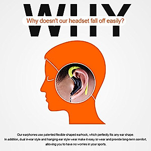 Docooler Wired in-Ear Waterproof Earphones Ear Hook Earbuds Stereo Super Bass Headphones Sport Headset with Mic Black