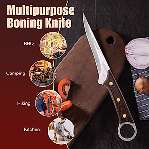 TrDLam Boning Knife, 6 Inch Deboning Knife for Cutting Meat High Carbon Steel Ultra Sharp Full Tang & Ergonomic Japanese Knife, Hand Forged Fish Fillet Knives with Sheath Ideal For Gift