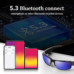 WOXMA Bluetooth Audio Sports Sunglasses Surround Sound,Voice Assistant,6Hrs Battery,Bluetooth 5.3 Glasses IP4 Waterproof (Blue)