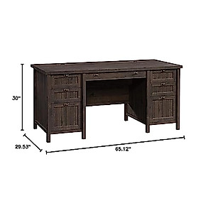 Sauder Costa Executive Desk, W 65.118 X D 29.528 X H 30.00, Coffee Oak finish