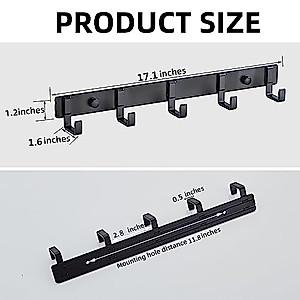 Jiafengyuan 2 Pack Hat Rack Key Hook Bathroom Hook Door Hanger Hook Wall Coat Rack Coat Hooks Wall Hook Wall Mounted Aluminum Alloy Hook Rack for ClothesTowel Rack (5 Hooks Black)