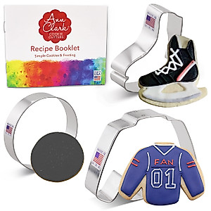 Ice Hockey Cookie Cutters 3-Pc. Set Made in the USA by Ann Clark, Jersey, Skate, Puck