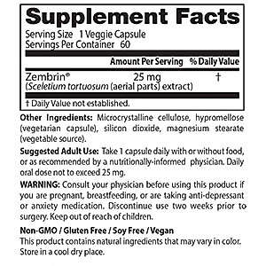 Doctor's Best Calm with Zembrin, Stress & Mood Support, 25mg Veggie Caps, 60Count (DRB-00456)