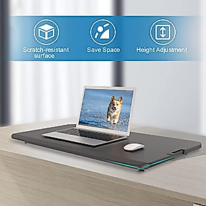 JYLH JOYSEEKER Compact Standing Desk Converter, 29.3 Inch Height Adjustable Preassembled Stand up Desktop Riser with Exclusive Handle for Laptop, Ultra Low Profile Design
