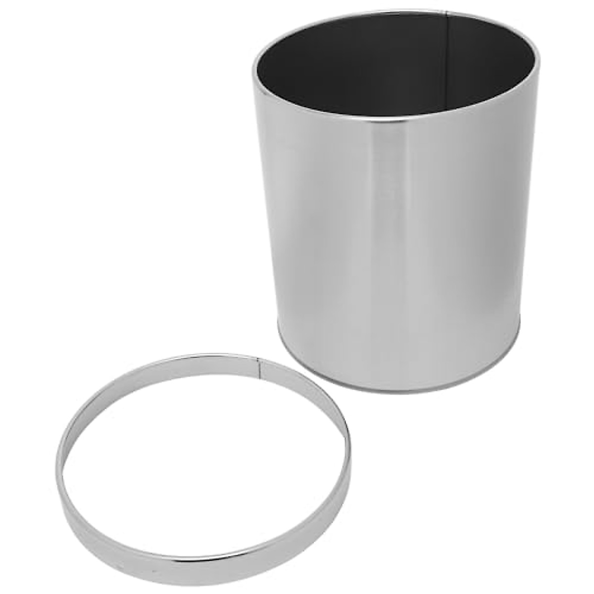 Kichvoe Stainless Steel Round Trash Can Metal Waste Basket Garbage Container Bin Recycle Trash Can Rubbish Bucket Laundry Hamper with Ring for Bathroom Kitchen Office