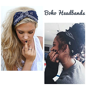 AKTVSHOW Headbands for Women Knotted Headband Elastic Head Bands Women's Hair Band Non-Slip Turban Printed Stylish Sport Sweat Hair Wrap for Girls Cute Hair Accessories 4PCS