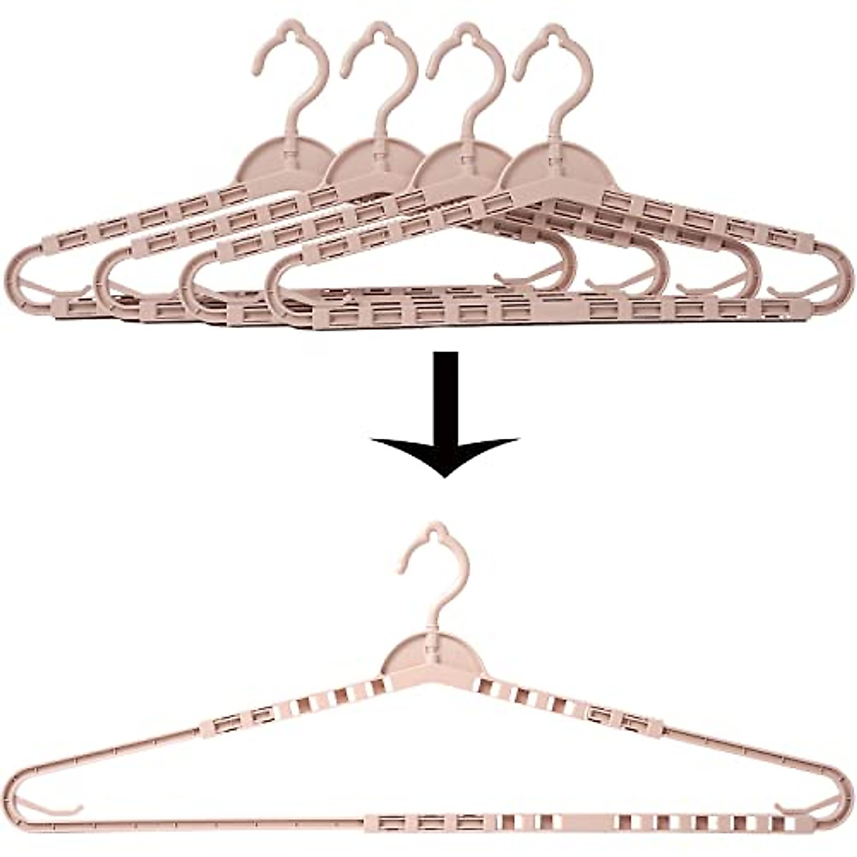 Foshine 4 Pack Extra Large Hangers Big Clothes Hangers Enlarge Adjustable Shoulder 16.5"-26" Drying Hanger Sturdy for Wide Polos Tops Cardigans Quilt Bath Towel Big and Tall Shirts (Light Pink)