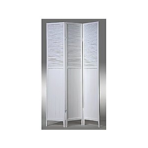 SQF Wood Shutter Door Room Divider 3 Panel (White, 3)