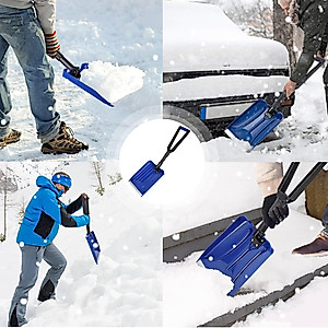 ORIENTOOLS Folding Snow Shovel with D-Grip Handle and Durable Aluminum Edge Blade, Emergency Snow Shovel for Car, Truck, Recreational Vehicle, etc.(Blade 9")