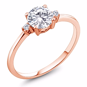 10K Rose Gold Forever Classic Moissanite From Charles & Colvard and White Lab Grown Diamond Solitaire Engagement Ring For Women (0.83 Cttw, Round 6MM, Gemstone Birthstone, Size 6)