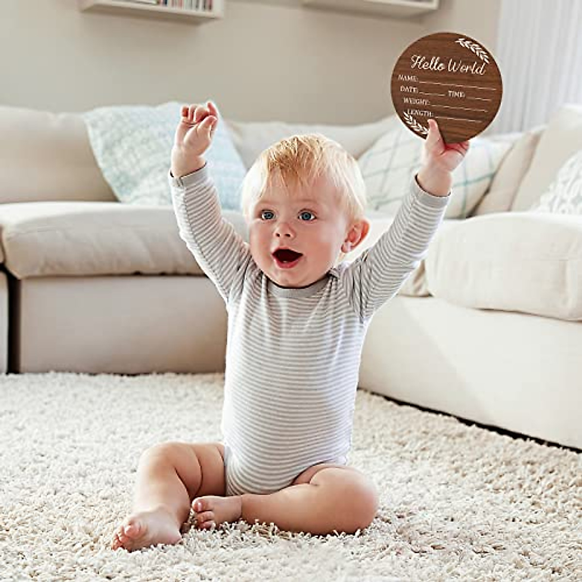 Baby Announcement Sign,Hello World Newborn Sign,Baby Name Sign,Baby Birth Announcement Sign for Photo Prop,Baby Nursery Decor